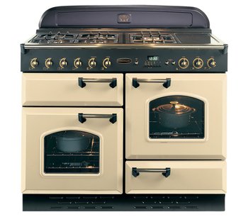 Rangemaster Classic 110cm Range Cooker Dual Fuel Cream with Brass Trim ...